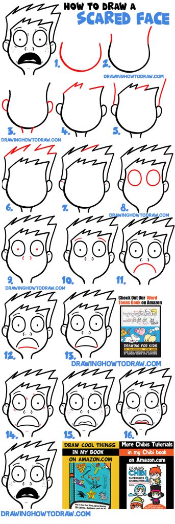 How to Draw Cartoon Facial Expressions : Scared, Petrified, Afraid ...