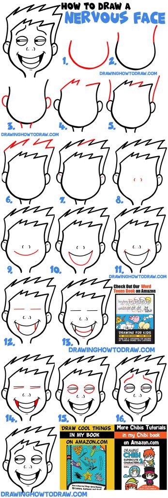 How to Draw Cartoon Facial Expressions : Uneasy, Uncomfortable ...