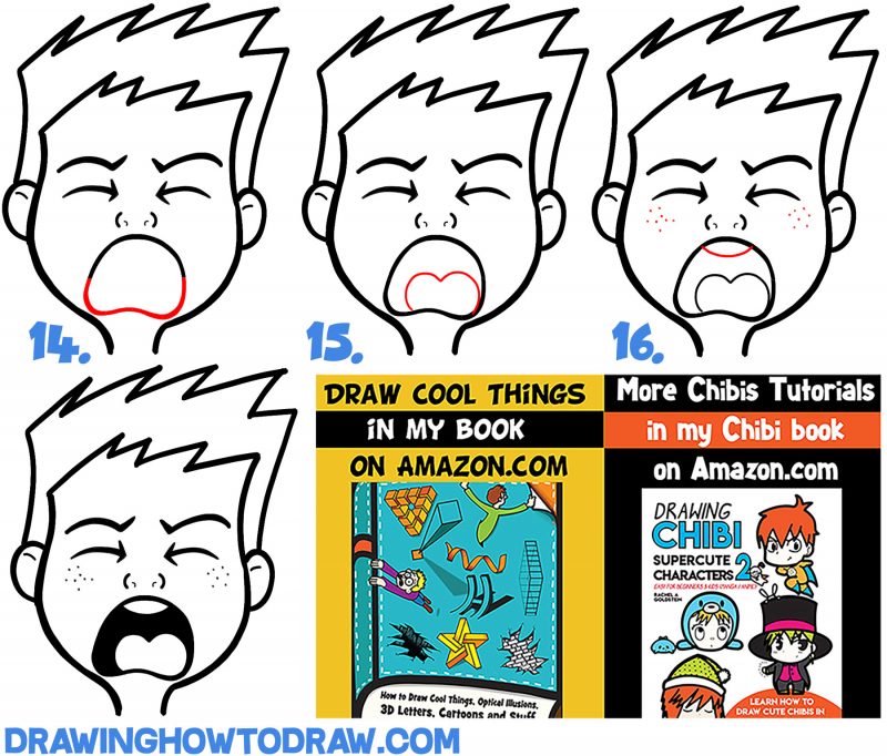 How to Draw Cartoon Facial Expressions : Crying, Sad, Sobbing, Bawling ...