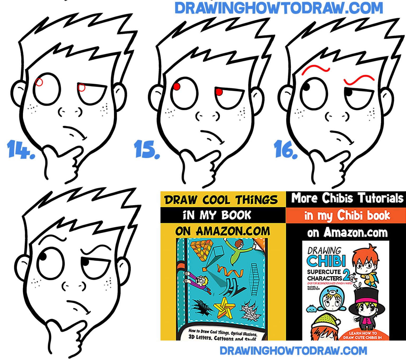 How to Draw Cartoon Facial Expressions : Thinking, Wondering, Figuring ...