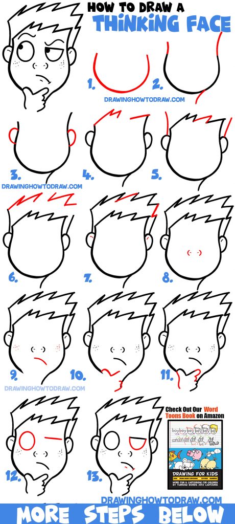 How to Draw Cartoon Facial Expressions : Thinking, Wondering, Figuring ...