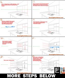 How To Draw a Kitchen / Room in Two Point Perspective Step by Step ...