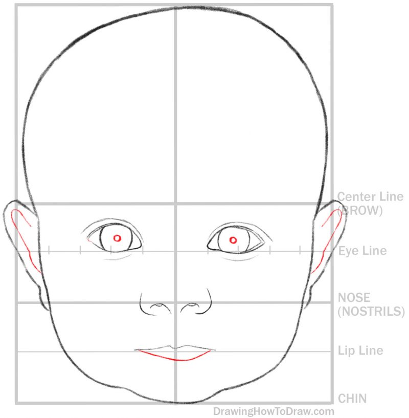 How to Draw a Baby’s Face in Basic Proportions – Drawing a Cute Baby ...