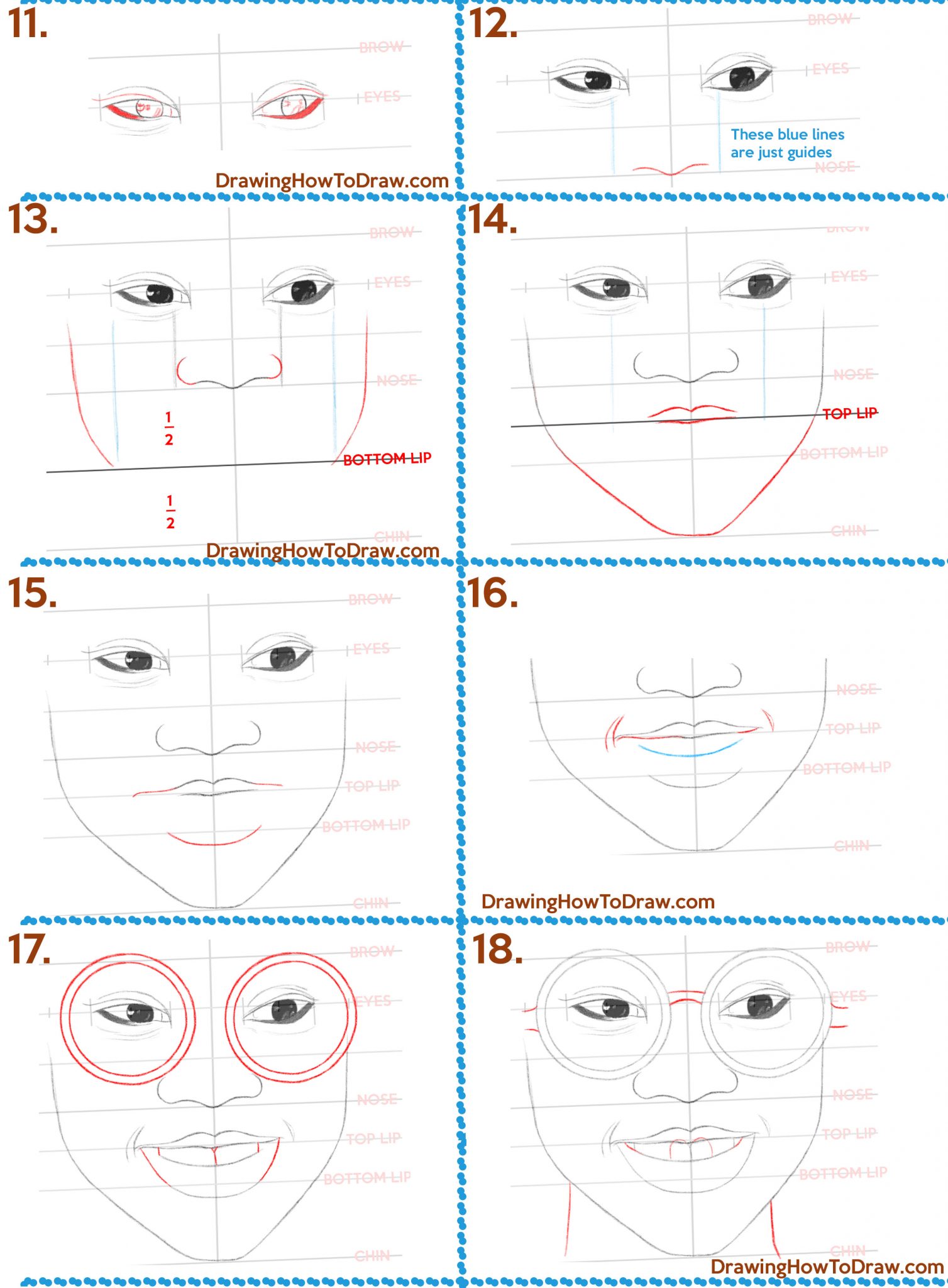 How to Draw a Black Girl’s / Woman’s Face with Glasses and an Afro Step ...