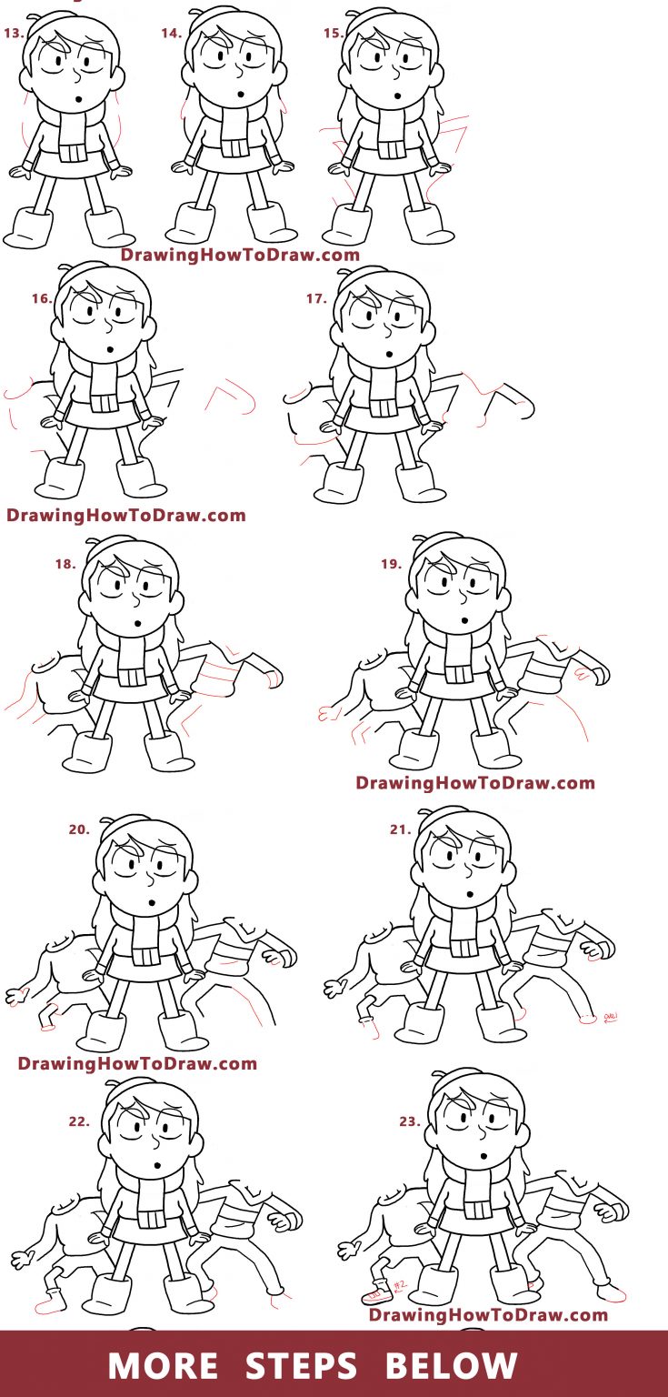 How to Draw Hilda Characters (Hilda, David, and Frida) Easy Step by ...