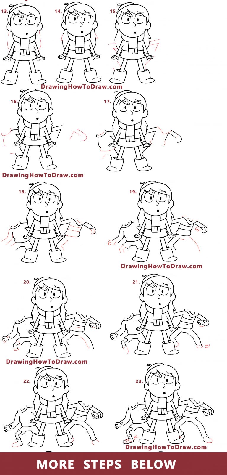 How to Draw Hilda Characters (Hilda, David, and Frida) Easy Step by ...