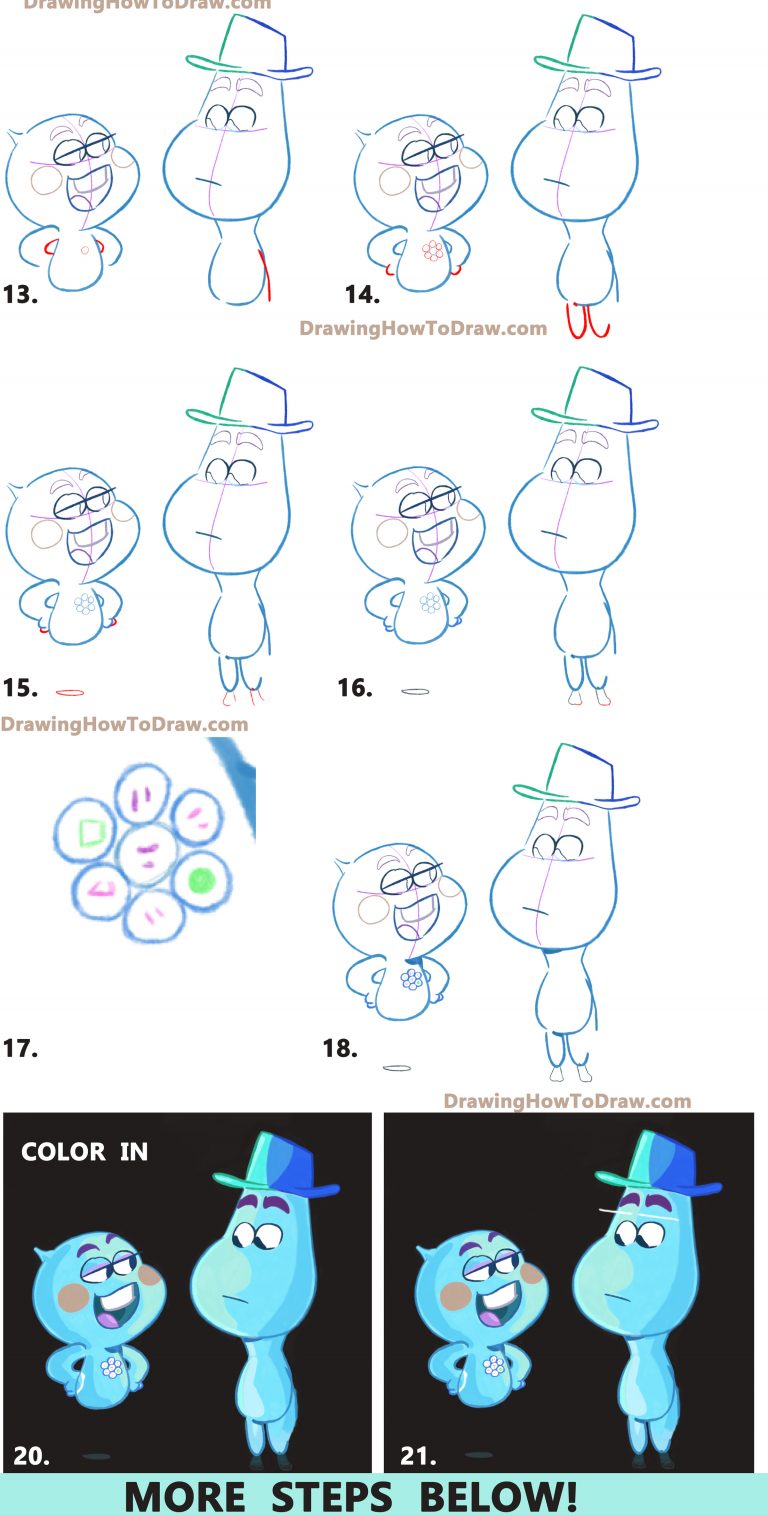 How to Draw the Souls of 22 and Joe Gardner from Disney Pixar’s Soul ...