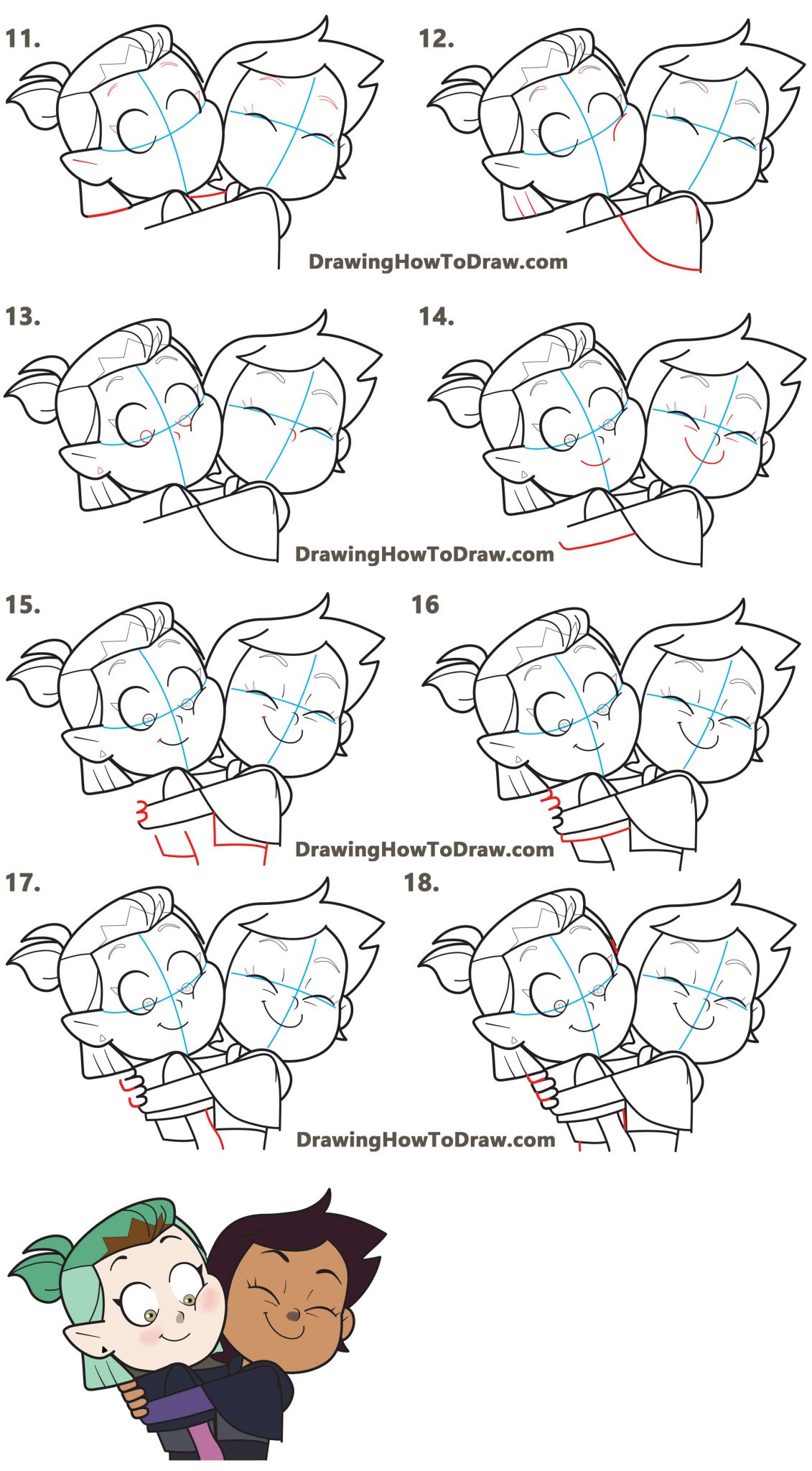 How to Draw Luz and Amity Hugging from Owl House Easy Step by Step ...