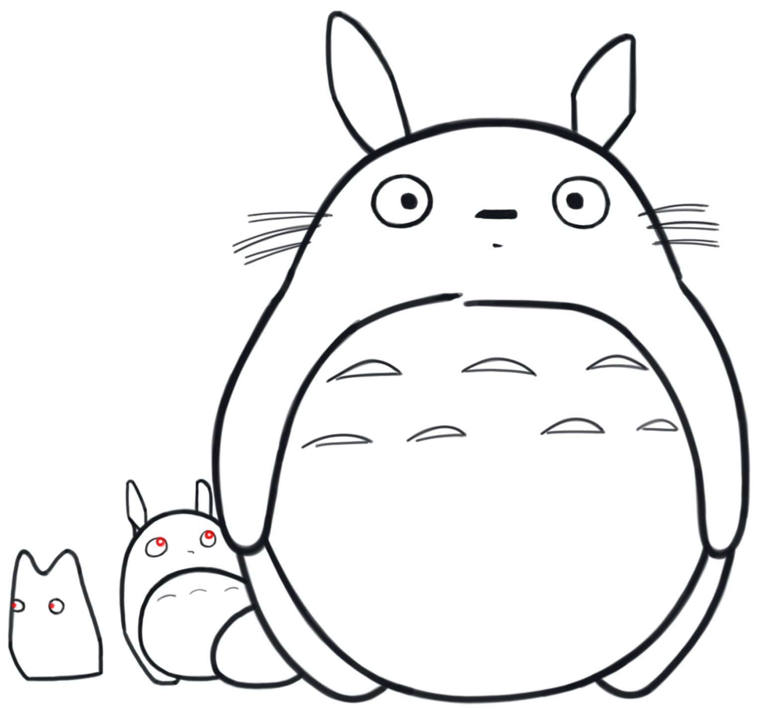 How to Draw Totoro and Baby / Mini Tototoros (White and Light Blue ...