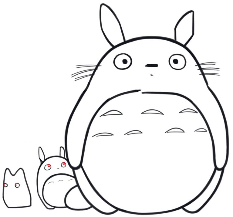 How to Draw Totoro and Baby / Mini Tototoros (White and Light Blue ...