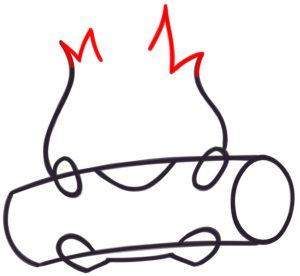 How to Draw Calcifer Eating a Log (Cute Kawaii) from Howl’s Moving ...