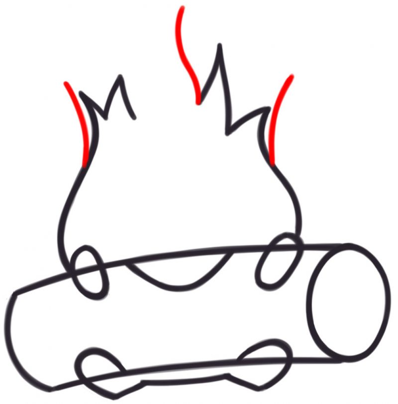 How to Draw Calcifer Eating a Log (Cute Kawaii) from Howl’s Moving ...