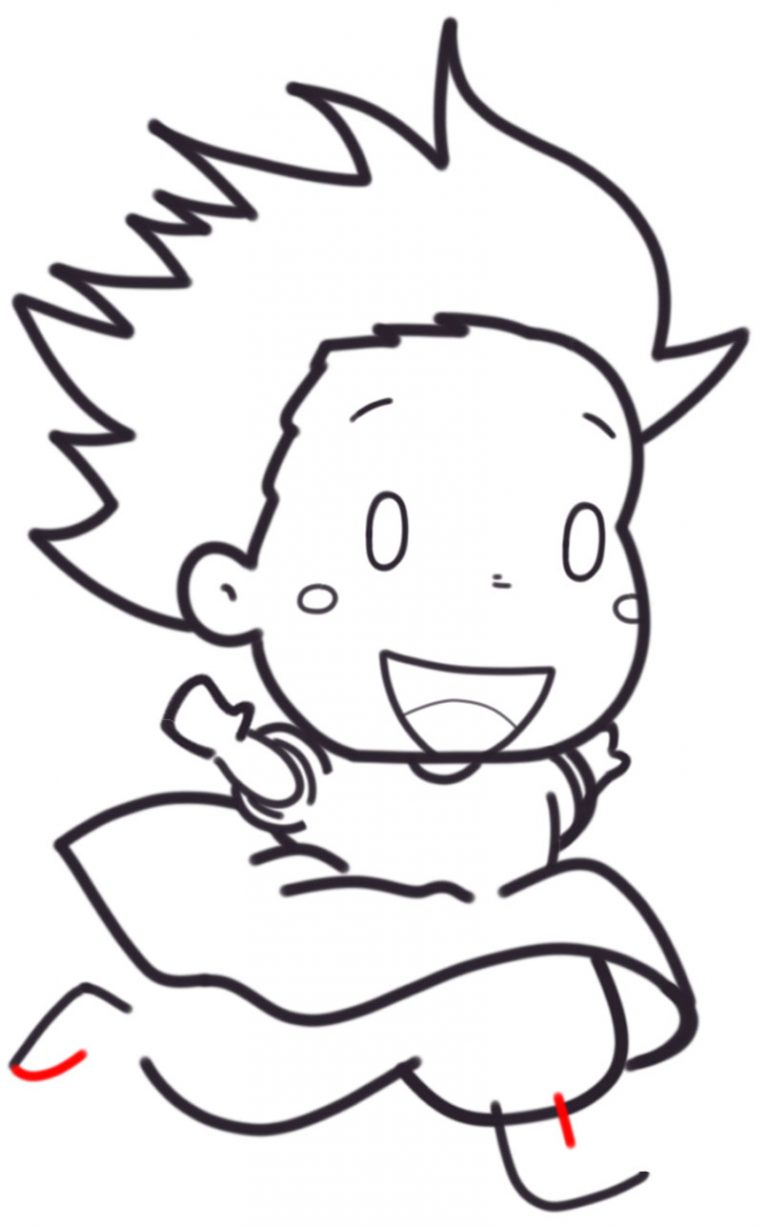 How to Draw Cute (Kawaii / Chibi) Ponyo Running in Human Form Easy Step ...