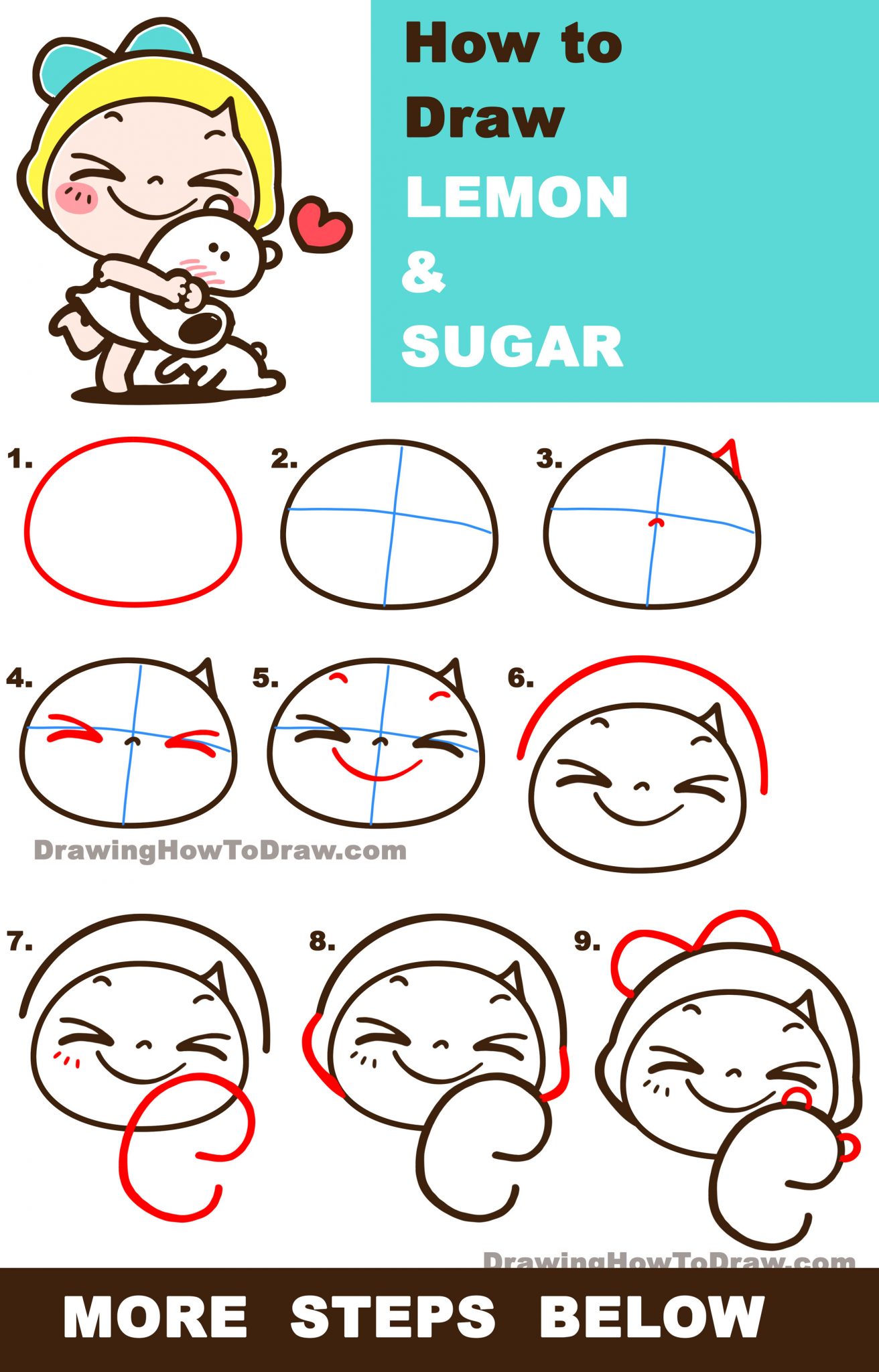 How to Draw Lemon & Sugar (Cute Cartoon Girl Over-Hugging Dog) Web ...