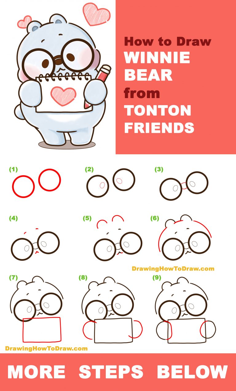 How to Draw Winnie from TonTon Friends (Cute Kawaii Bear) Step by Step ...