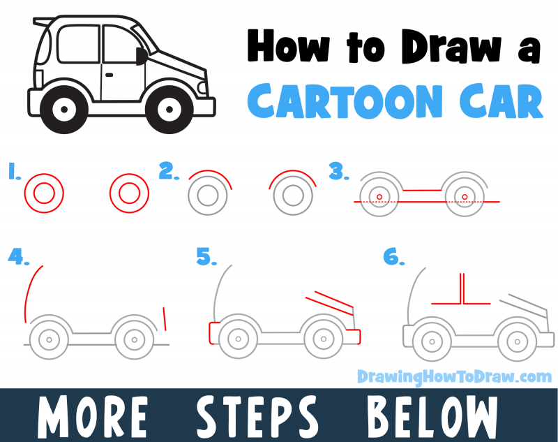 How to Draw a Cartoon Car from Side View Easy Step-by-Step Drawing ...