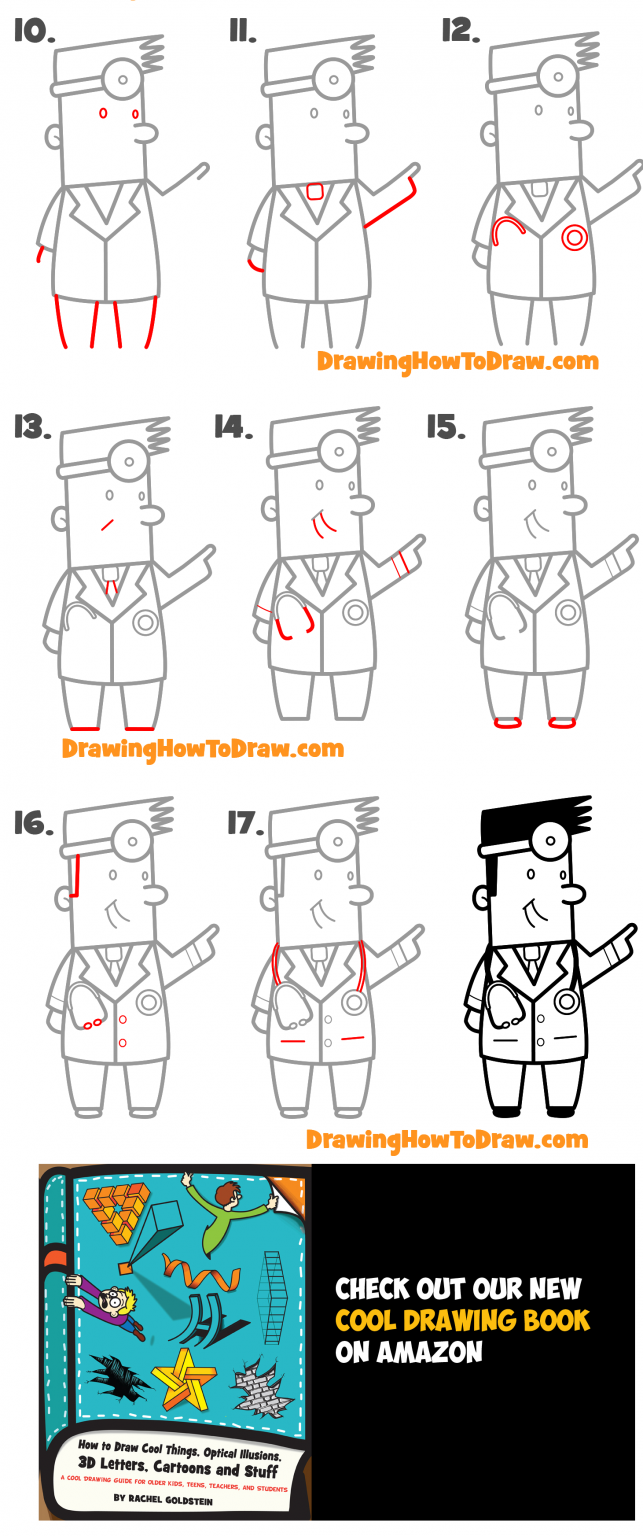 How to Draw a Cartoon Doctor with a Stethoscope Easy Step-by-Step ...