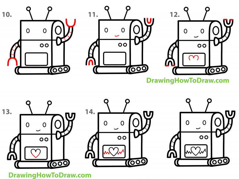 How to Draw a Cartoon Robot with Letter Ff Shapes – Easy Step-by-Step ...