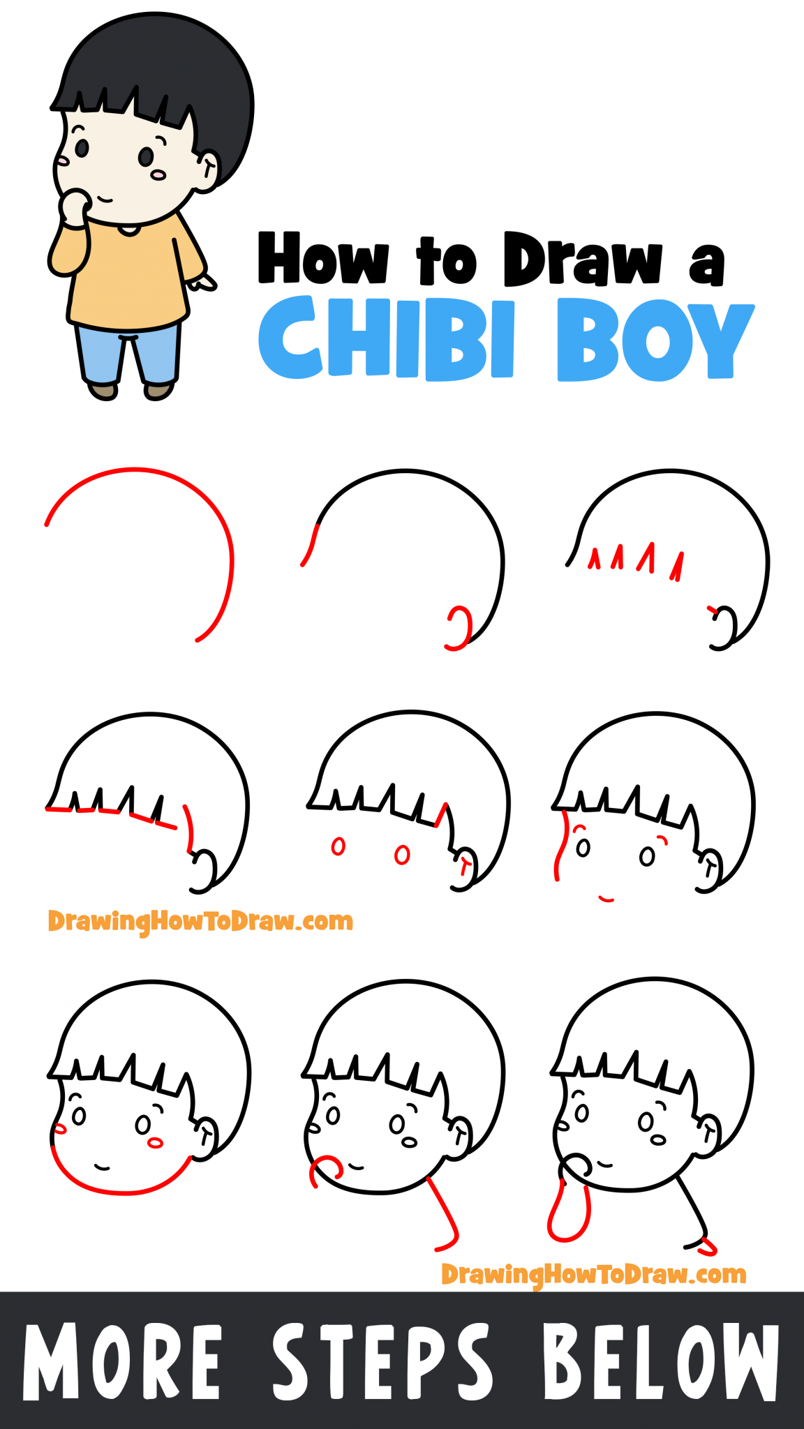 How to Draw a Chibi Boy Easy Step by Step Drawing Tutorial for Kids ...