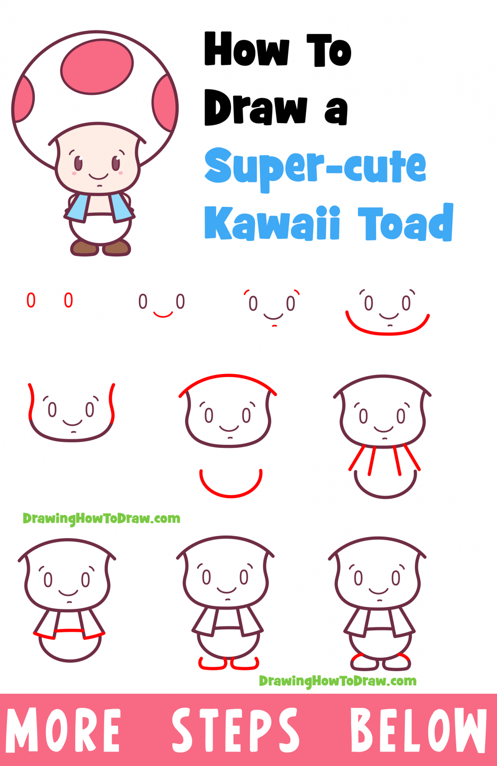 How to Draw Toad from Super Mario Bros (Cute / Kawaii / Chibi Style ...