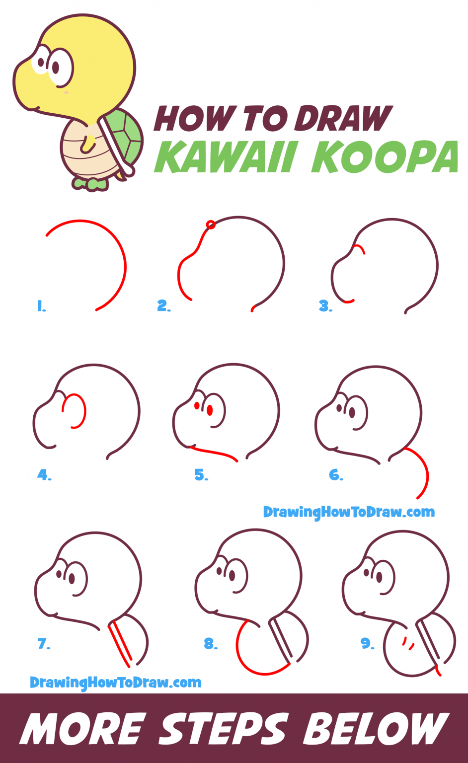 How to Draw Koopa from Super Mario Bros (Chibi / Kawaii / Baby Style ...