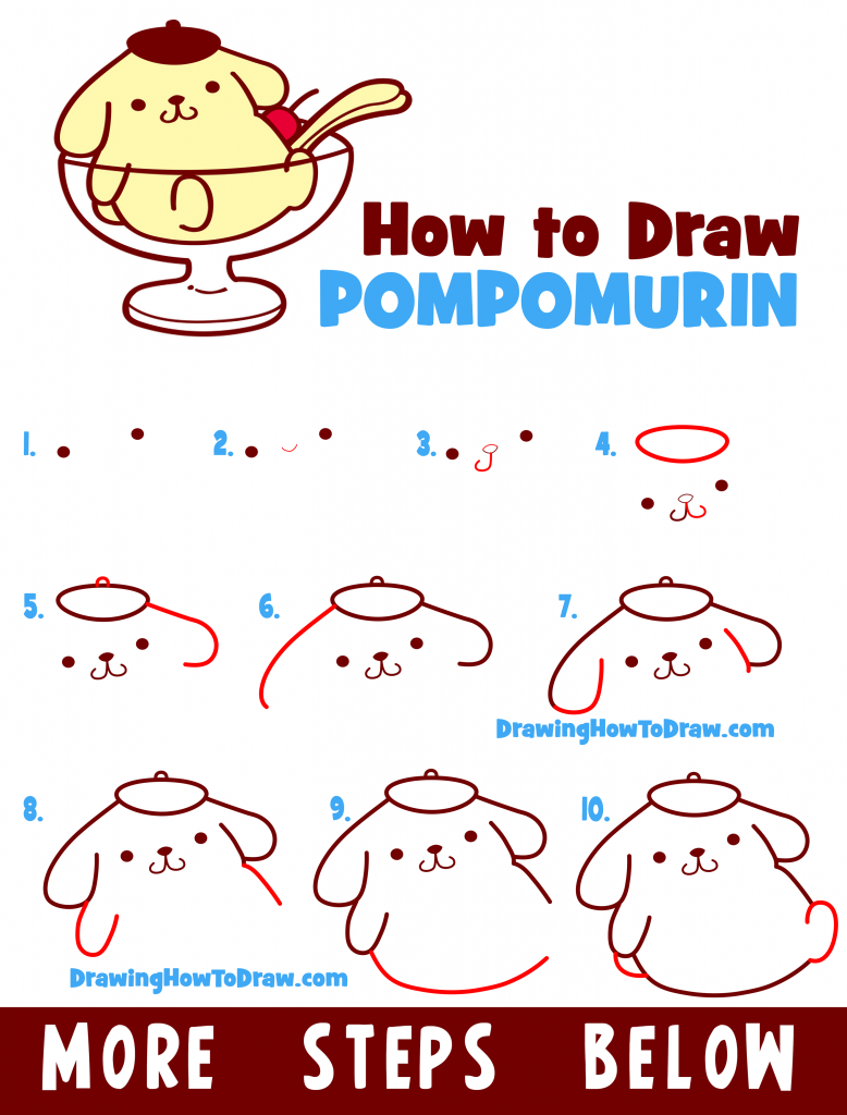 How to Draw Pompompurin from Hello Kitty Easy Step by Step Drawing ...