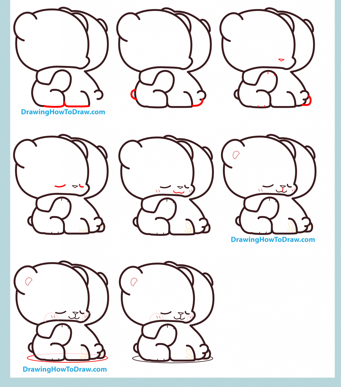 How to Draw The 2 Kawaii / Chibi Bears Hugging from Milk and Mocha ...