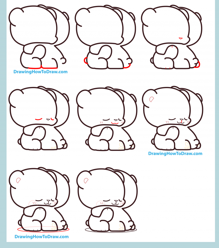 How to Draw The 2 Kawaii / Chibi Bears Hugging from Milk and Mocha ...