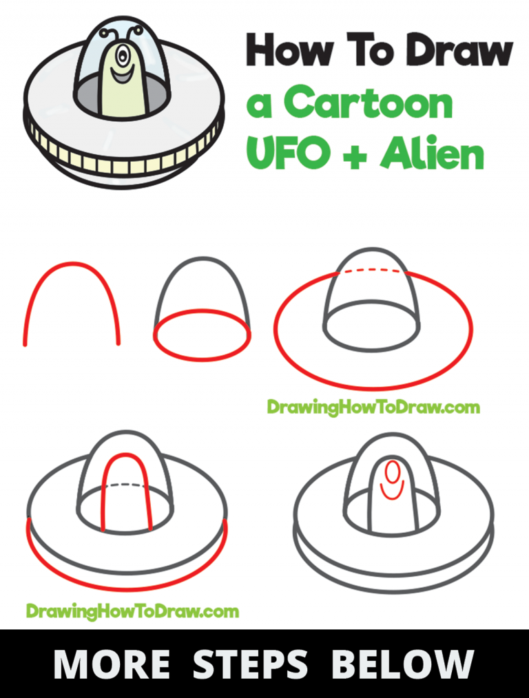 How To Draw a Cute Cartoon UFO and Alien with Easy Step-by-Step Drawing Tutorial for Kids – How ...