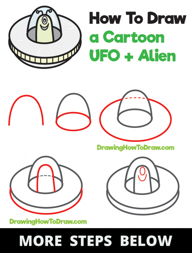 How To Draw a Cute Cartoon UFO and Alien with Easy Step-by-Step Drawing Tutorial for Kids – How ...