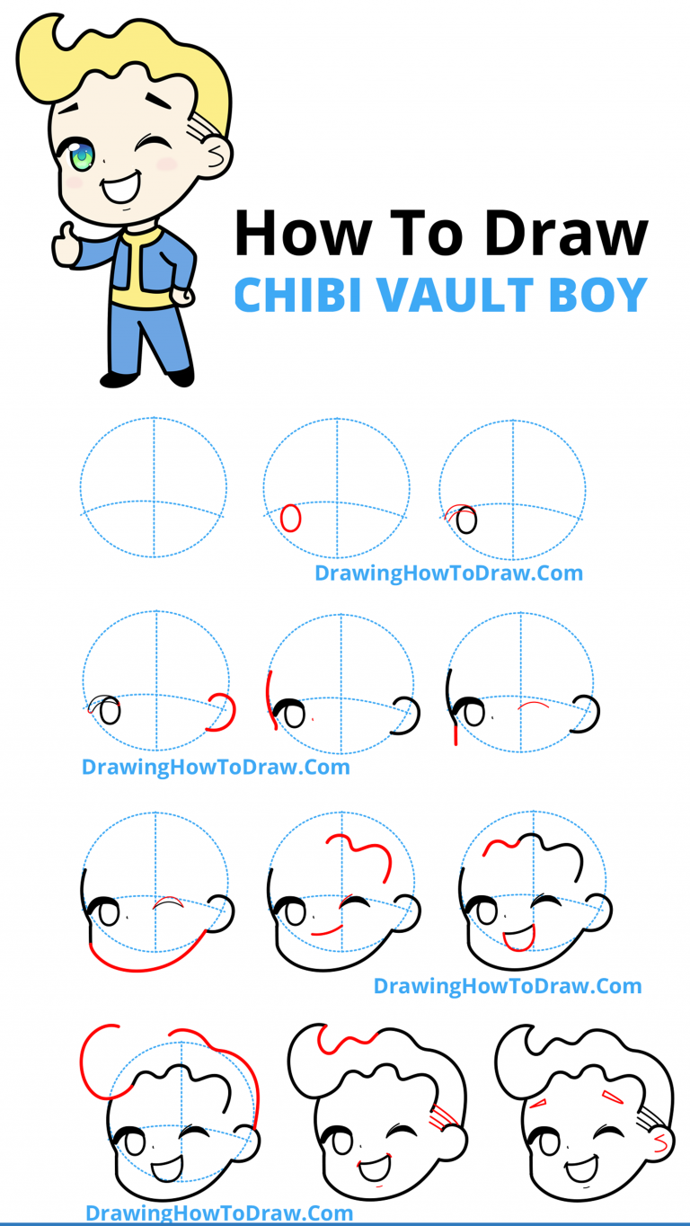 How to Draw Chibi Vault Boy from Fallout Easy Step-by-Step Drawing ...