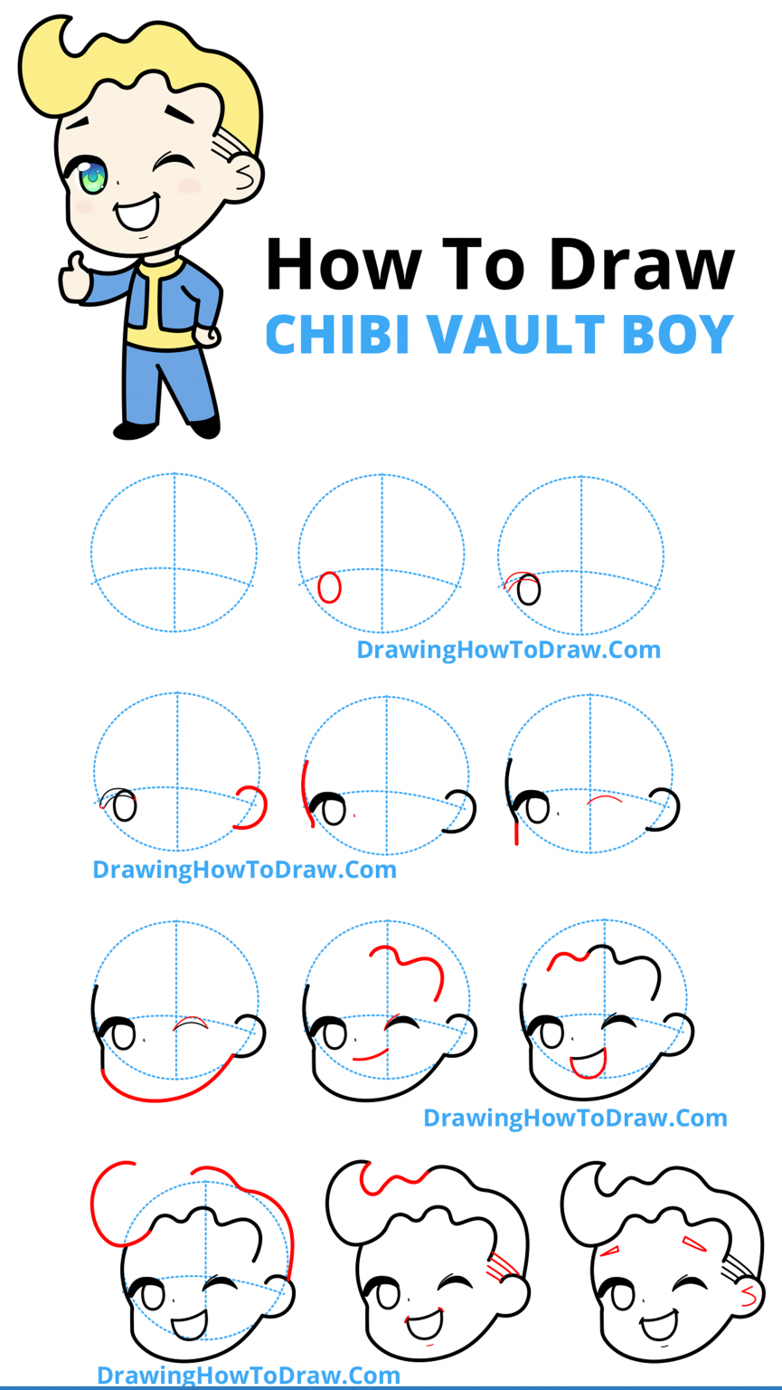 How to Draw Chibi Vault Boy from Fallout Easy Step-by-Step Drawing ...