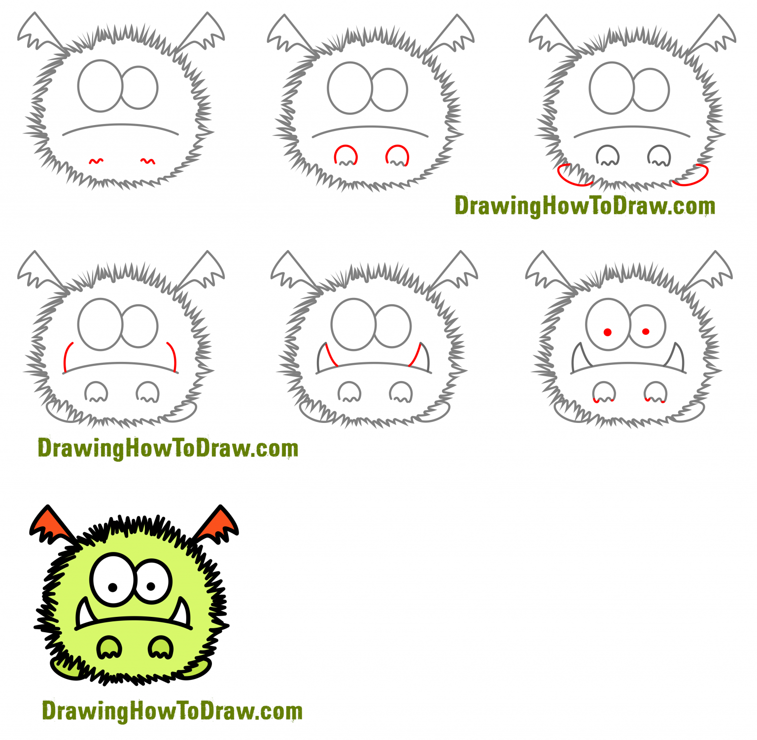 How to Draw a Cute Cartoon Monster Easy Drawing for Kids Step-by-Step ...