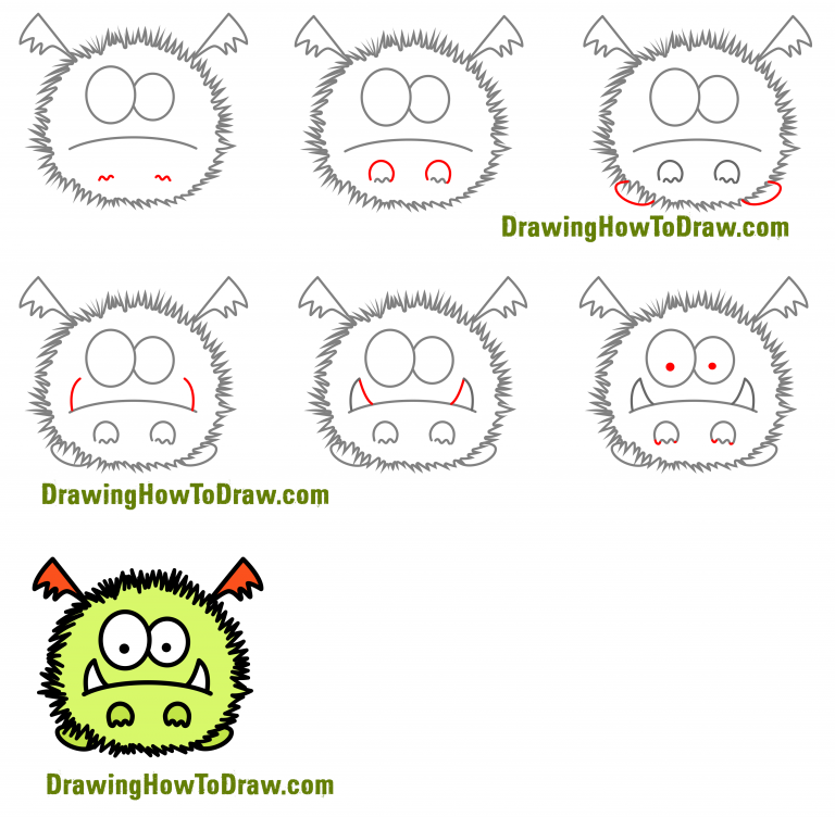 How to Draw a Cute Cartoon Monster Easy Drawing for Kids Step-by-Step ...
